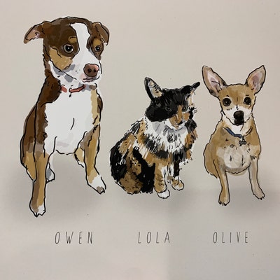 Sheepadoodle Illustration / Doodle Dog Drawing / Pet Lovers Gift / Life ...