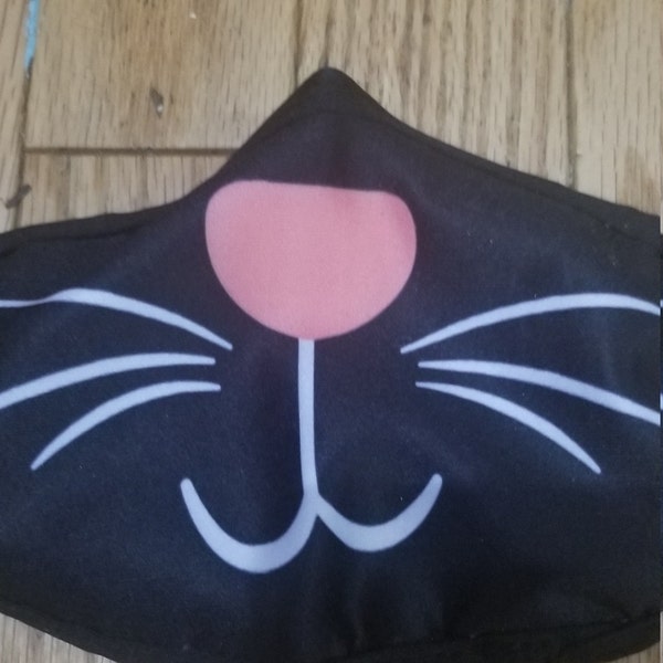 Kitty Cat Face Mask Nose and Mouth and Ears Clothe Facemask With Nose ...