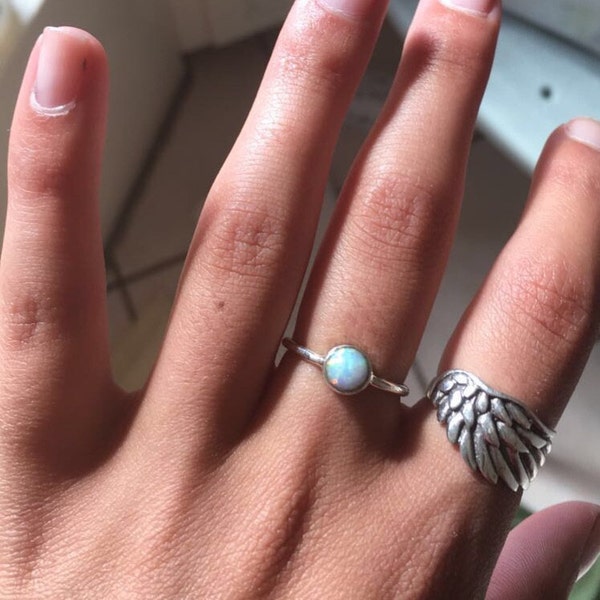 Unisex Angel Wing Ring Sterling Silver, Bird Wing Ring, Protective ...