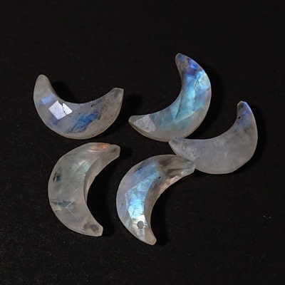 2 Pieces Natural Aquamarine Gemstone, Crescent Moon Shape Gemstone ...