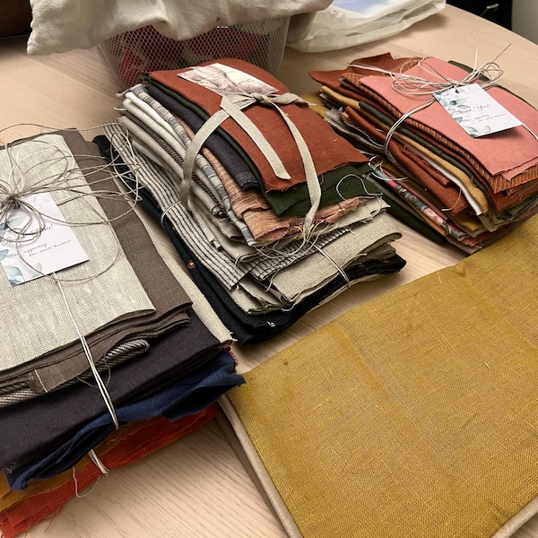 Natural Linen Fabric Scraps Bundle, Linen Fabric Scraps - Etsy