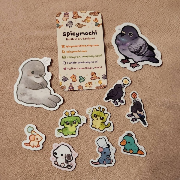 Series 2: Tiny Party Animals Sticker Set of 11 / Mini Animal Stickers ...