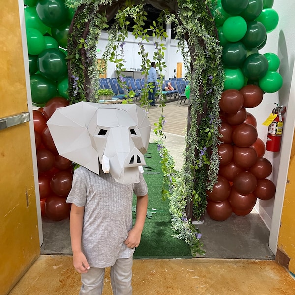 Elephant Mask, PDF Template, 3D Mask, Kids Costume, Papercraft Mask ...