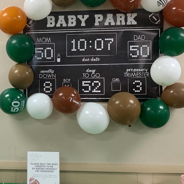 Football Baby Shower Scoreboard DIGITAL PRINTABLE - Baby Due Date ...