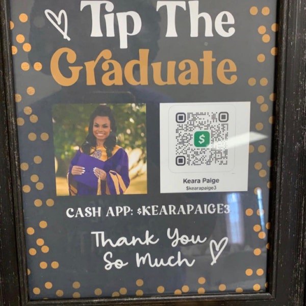 Graduation Gift Sign | Graduation Party Sign | QR Code Sign | Tip the ...