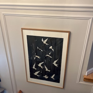 Abstract Magpie Oil Painting on Canvas, Original Flying Bird Painting ...