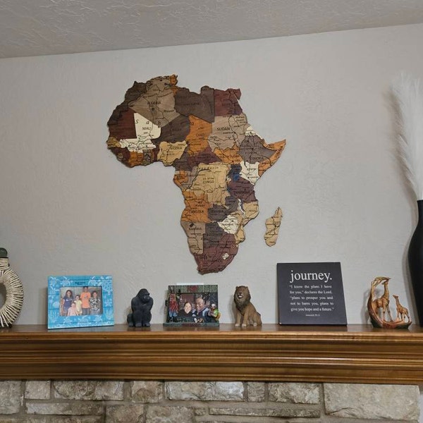 Wooden Africa Map, 3D Africa Travel Map, Carte De Voyage De L'afrique ...