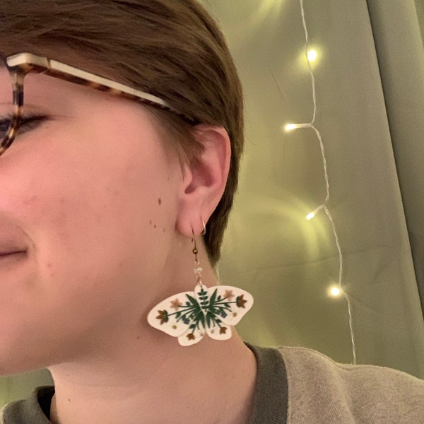 Moth Earrings Floral Butterfly Black Death Moth Halloween Earrings ...