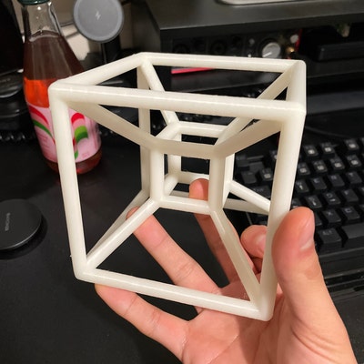 Tesseract Hypercube 3D Printed 4th Dimension Physics Geometry Sculpture ...