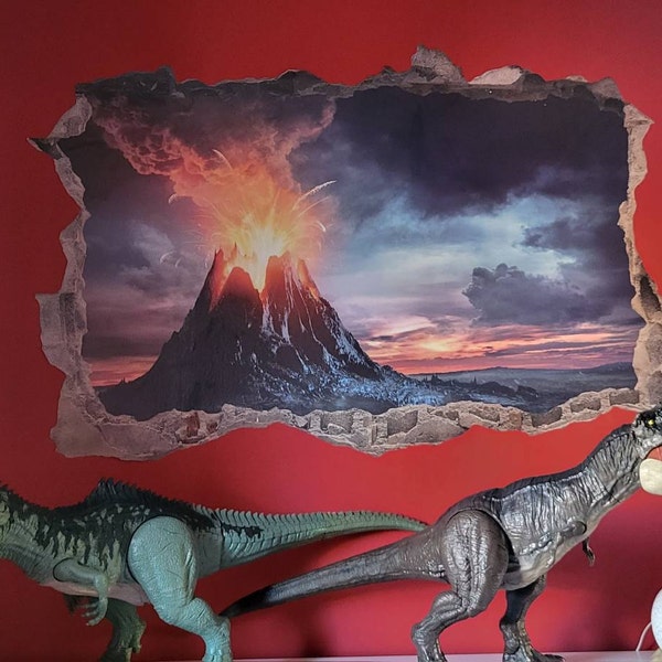 Volcano Eruption Wall Decal Sticker Mural Poster Print Art Home Office ...