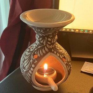 Mini Hand Painted Clay Chiminea, Daisy Mini Chimenea, Insense Burner ...