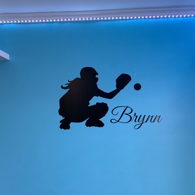 Personalized Baseball Girls Wall Decal Softball Wall Sticker Baseball ...
