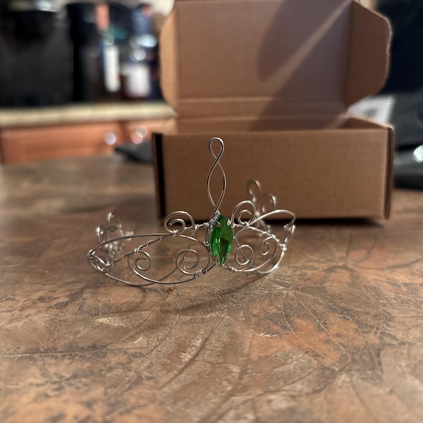 Elven Crown | Fairy Tiara | Dainty Twig Headband | Green White Fairy ...