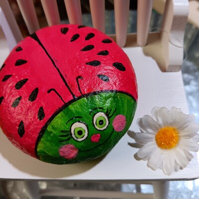 Painted Pickle Rock Pair, Funny Pickles Stone, Pebble Painting, Sealed ...