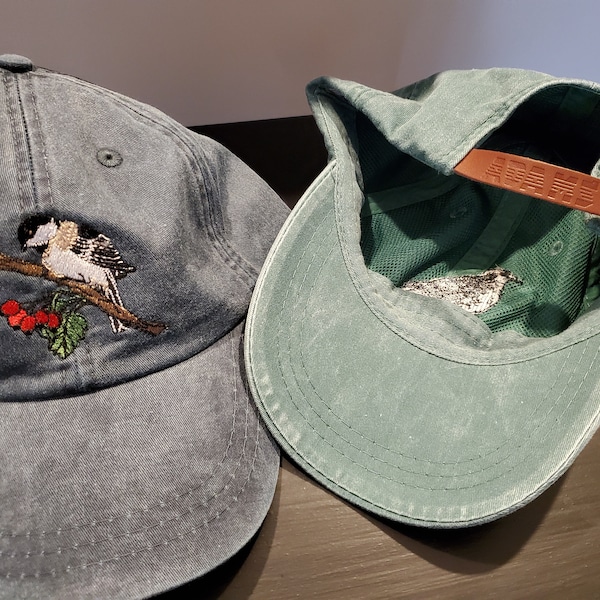 Black Capped Chickadee Bird Hat Embroidered Men Women Gift Cap - Price ...
