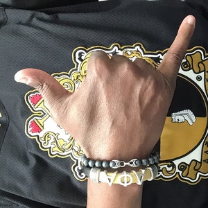 Alpha Phi Alpha Fraternity Leather Bracelet. Black and Gold. sandz 7RD ...