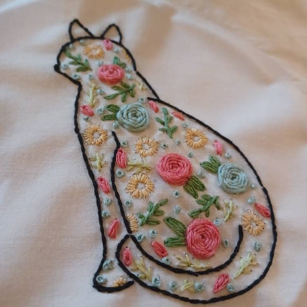 Cat Embroidery Pattern, Embroidery Pdf, Easy Embroidery Kit, Hand ...