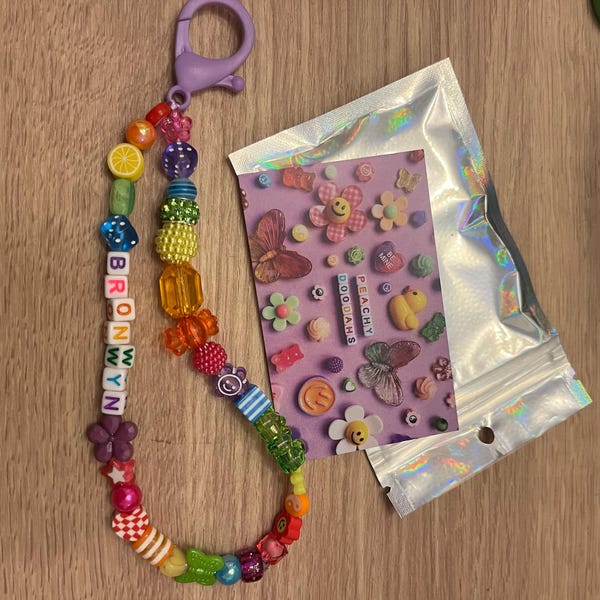 Funky Y2k Beaded Rainbow Bag/key Charms/keychain - Etsy