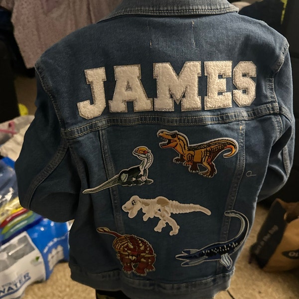 Personalized Custom Jean Denim Name Jacket, Chenille, Letter, Baby ...