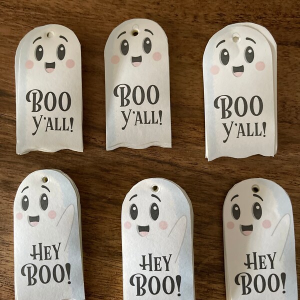 Boo Y'all and Hey Boo Ghost Printable Tag Halloween Gift Tag Favor ...