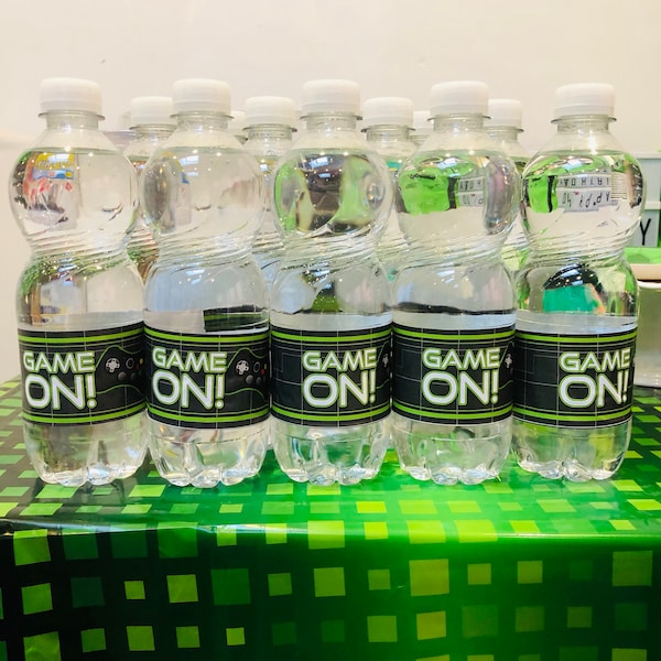 Gamer Party Drink Water Bottle Wrapper Labels Video Game Party Gaming ...