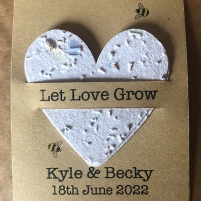 Eco-friendly Hand Crafted Seeded Paper Heart Wedding Favours ...