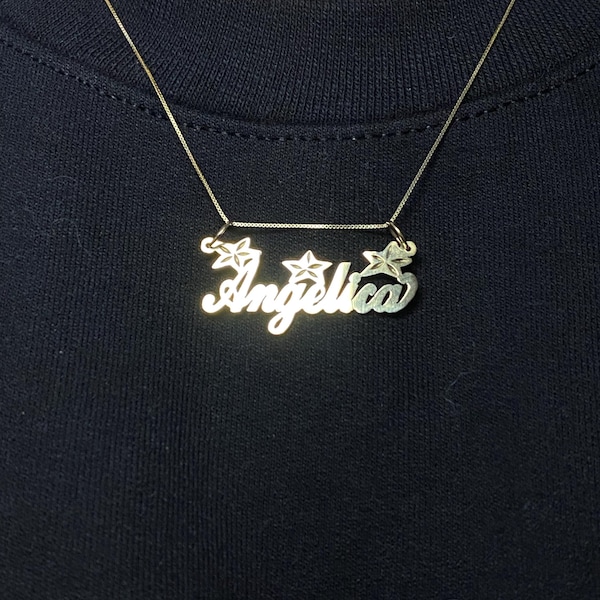 14K or 10K Solid Gold Diamonds Name Plate Personalized HANDMADE Custom ...