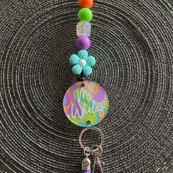 Groovy Sparkly Lanyard - Personalized Lanyard for Badge - 80's Lanyard ...