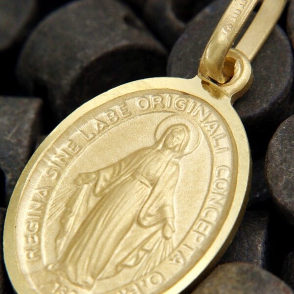 14k Gold Virgin Mary Pendant, Gold Mother Mary Pendant, Virgin Mary ...