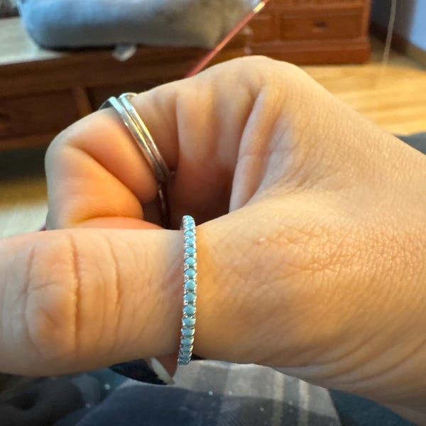 Turquoise Eternity Ring, Turquoise Ring, Dainty Ring, Turquoise Jewelry, Dainty Ring, Stacking ...