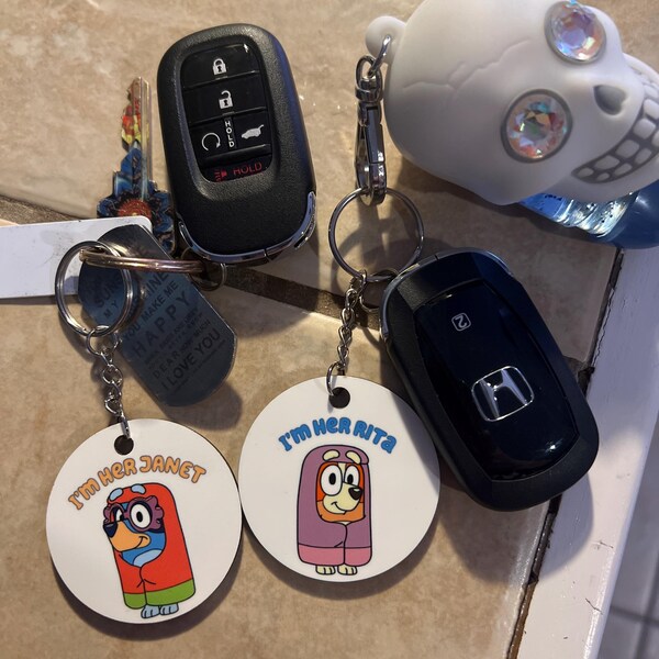 Bluey Rad Dad and Rad Mom Car Coasters, Set of 2, Chilli and Bandit ...