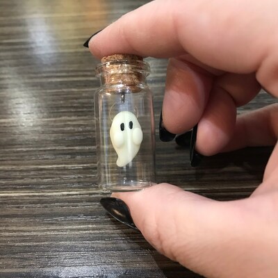 Tiny Glow in the Dark Ghost in a Jar, Miniature Ghost in a Bottle, Cute ...