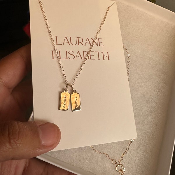 Personalized Mini Tag Necklace • 14K Gold Filled Tag Necklace • Custom ...
