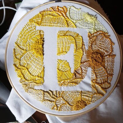 Floral Letter e Hand Embroidery Pattern / Digital PDF Download ...