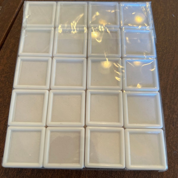 20 Pcs 3 X 3 Cm White Gem Display Plastic Box Storage Containers for ...