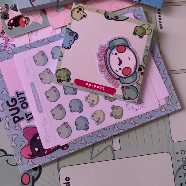 Frog Weekly Planner, Froggy Memopad, Frog Stationery, Kawaii Notepad ...