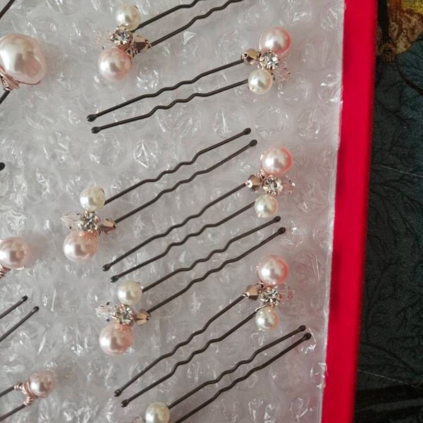 Star Cluster Pearl & Crystal Hair Pins X3, Gold or Silver Star ...
