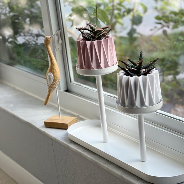 The Estrella Planter Drainage Hole and Tray Modern Indoor Plant Pot 3D ...