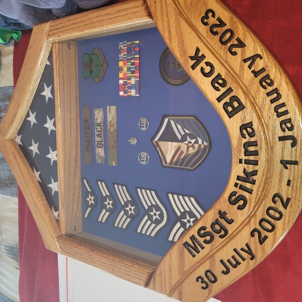 Handcrafted Air Force Msgt Shadowbox Military Shadowbox Retirement ...