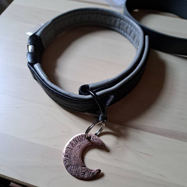 Moon Dog Tag, Moon Dog Tag With Stars, Dog Collar Tag, Hand Stamped ...