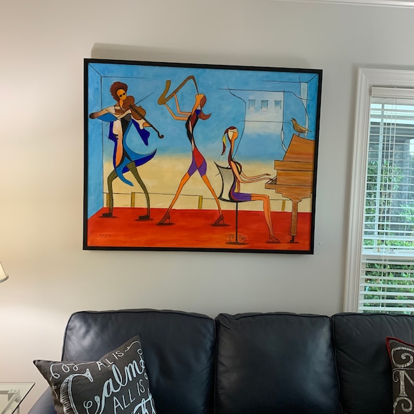 Music Abstract Art Painting, Original Art, Violin Art Singing ...