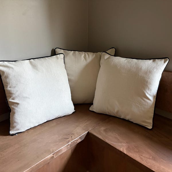 Piping Linen Pillow Cover, Throw Pillow With Piping, Personalized ...
