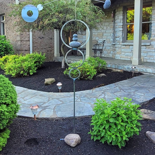 Kinetic Wind Spinner Zen Circles | Metal Modern Yard Art Garden ...