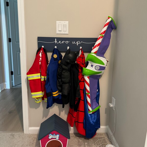 3D Kids Dress up Clothes Rack Kids Costume Rack Hero up Sign Playroom ...