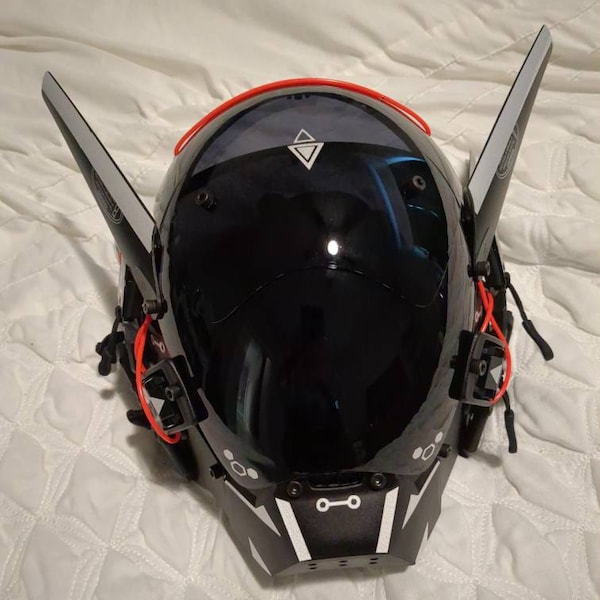 Handmade Gundam Snow White Cyberpunk Half Face Mask, Unique DJ Party ...