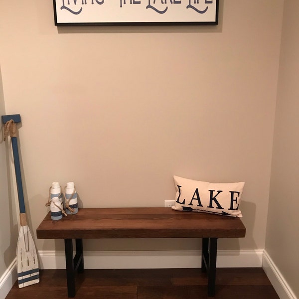 Modern Bench Made From Reclaimed Barn Wood | Custom H Leg Base |choose ...