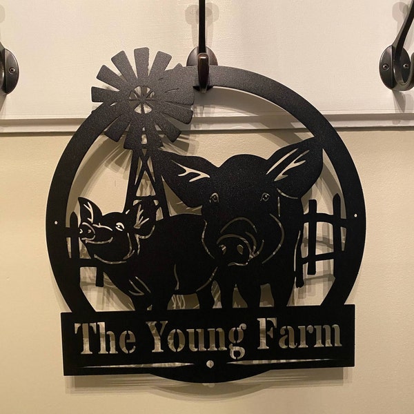 Personalized Pig Monogram – Metal Pig Farm Sign - Etsy