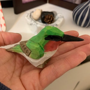 Hummingbird Wooden Figurine Ruby-throated Gift Decoration Handmade Bird ...