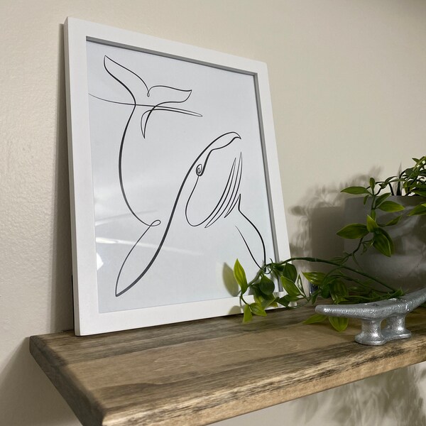 Whale Line Art, Whale Print, Abstract Ocean Art, Minimalist Wall Art ...