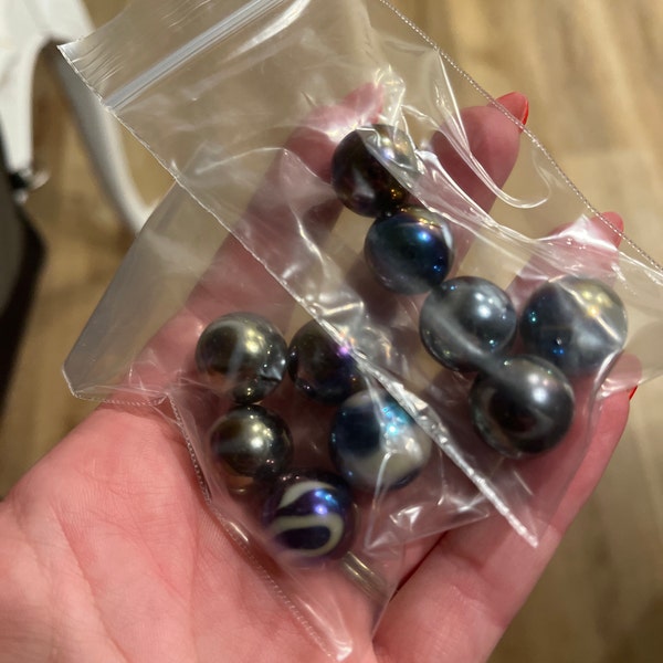 16mm Milky Way Players Pk of 5 Iridescent Metallic Glass Mega Marbles ...